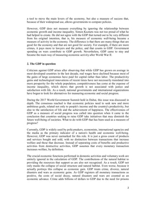 Alternatives to gdp to measure economic and social progress | PDF