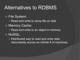 Alternatives to Relational Databases | PPT