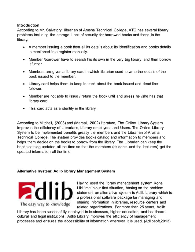 ADLIB library Systems Development | PDF