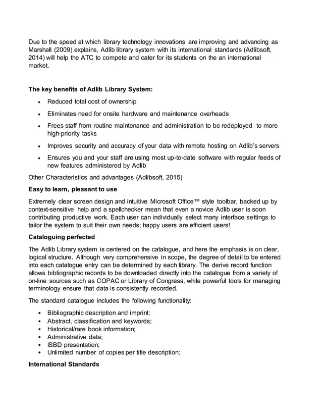 ADLIB library Systems Development | PDF