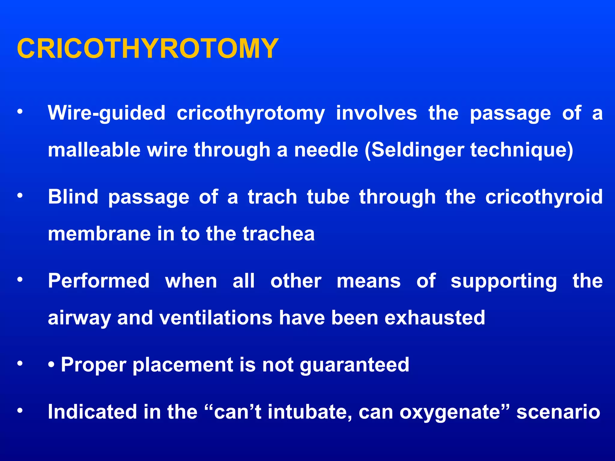 Alternative technique of intubation retromolar, retrograde, submental ...