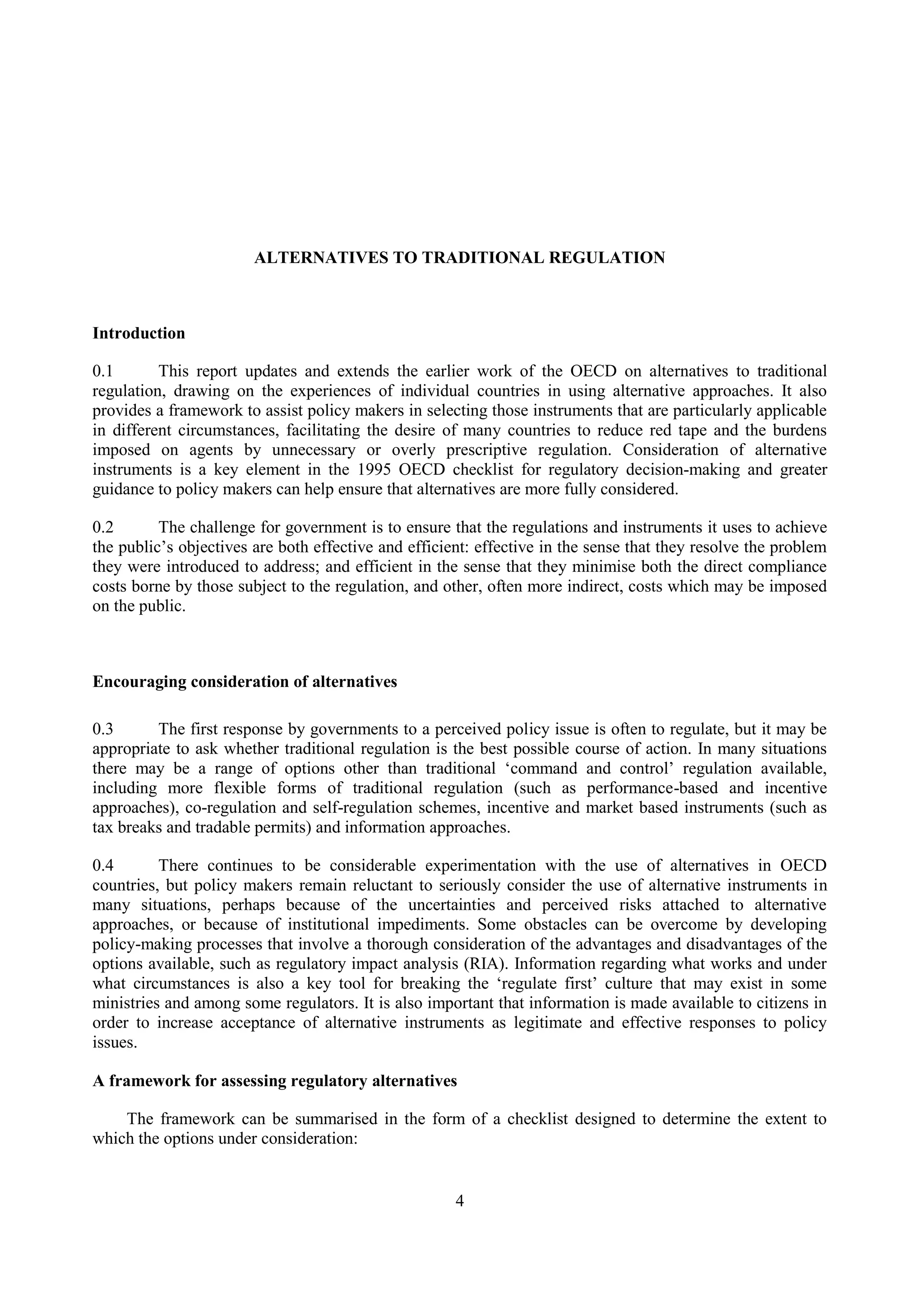 Alternative to traditional regulation oecd | PDF