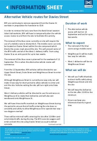 Alternative vehicle routes for davies st