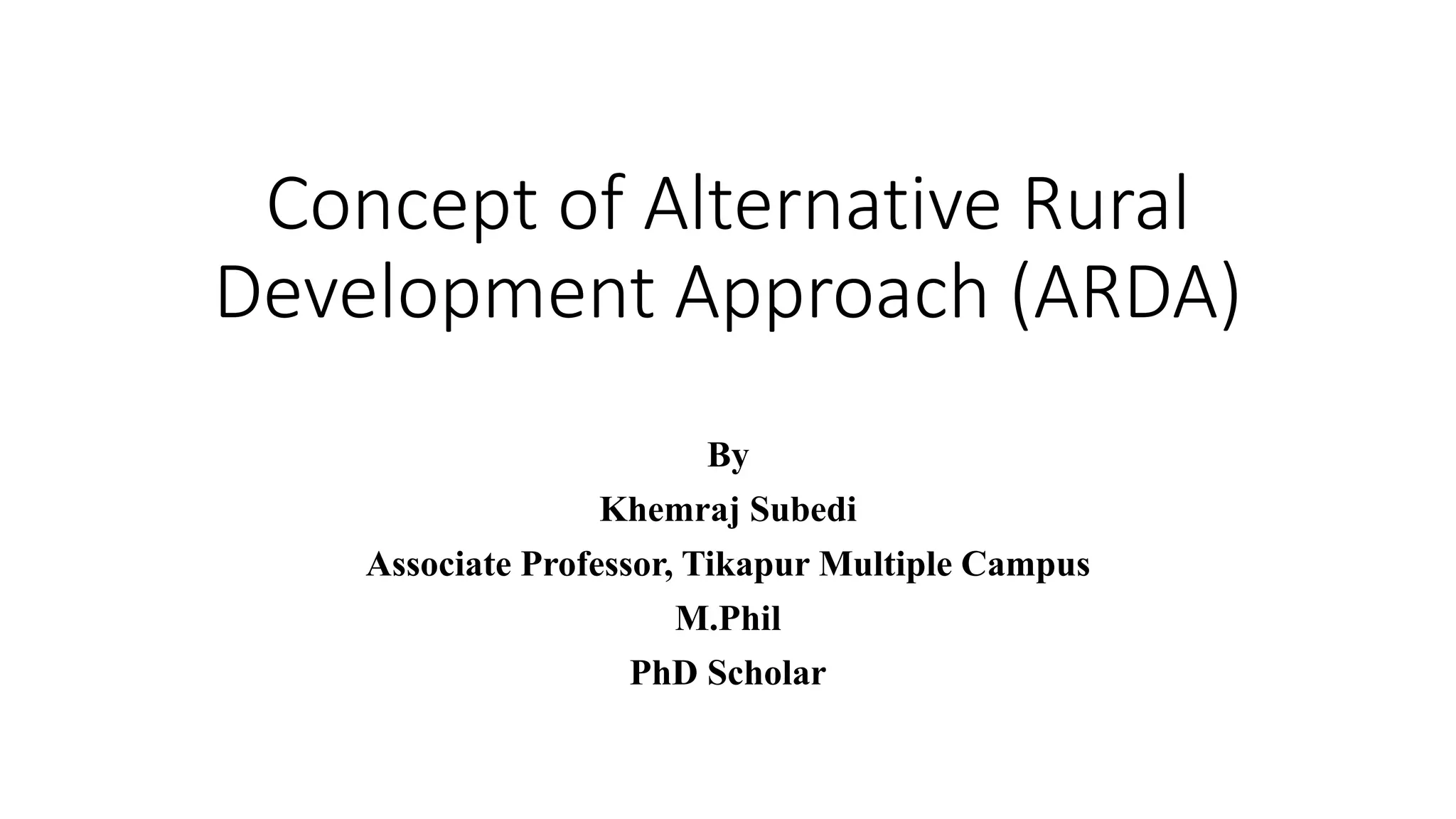 Alternatve Approach to Rural Development | PDF