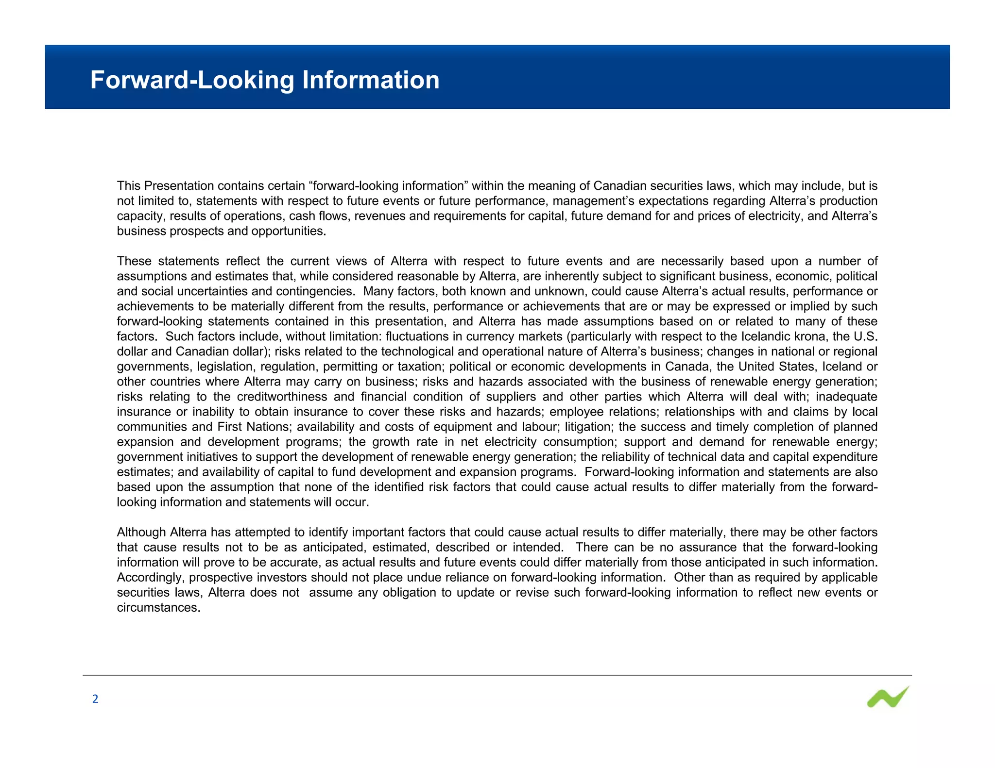 Alterra presentation Nov | PDF | Power and Energy Industry | Industries