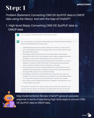 Alteryx-based CMS DE-SynPUF to OMOP data conversion using ChatGPT | PDF