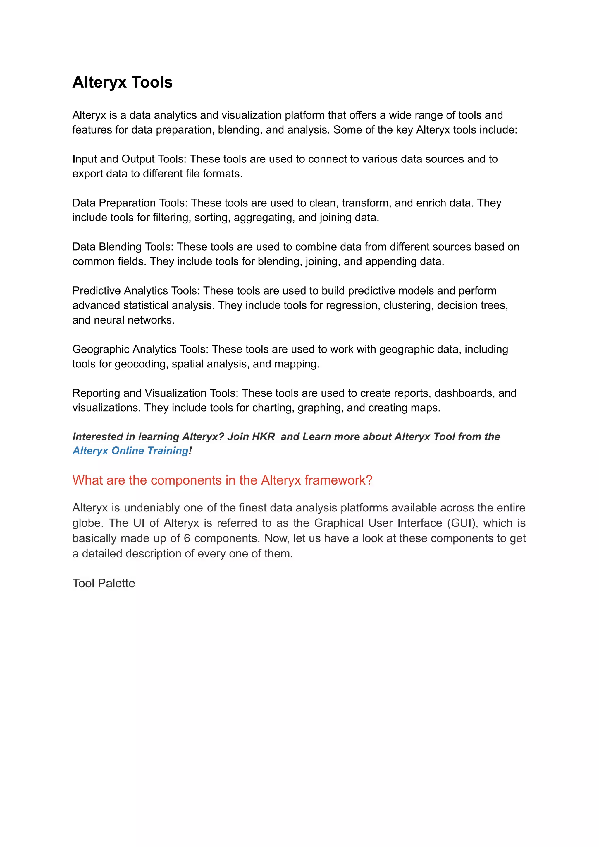 Alteryx Tools.pdf | Computing | Technology & Computing