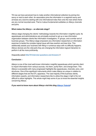 Alteryx Tutorial Step by Step Guide for Beginners | PDF