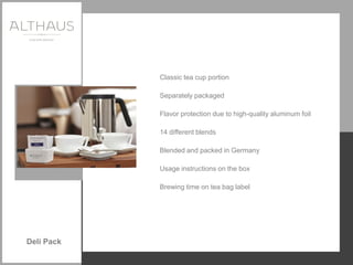 NT Bolero is a distributor Althaus teas for Serbia. | PPT