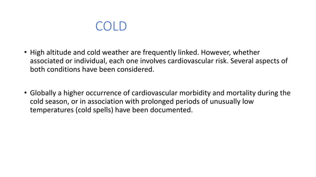 cardiovascular disease in Altitude and cold weather | PPT