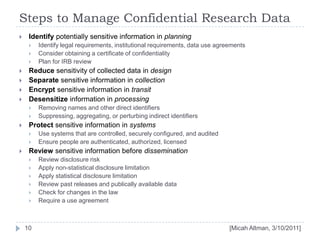 Managing Confidential Information in Research | PPTX