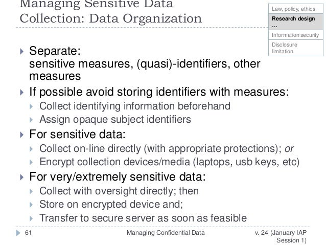 Managing confidential data