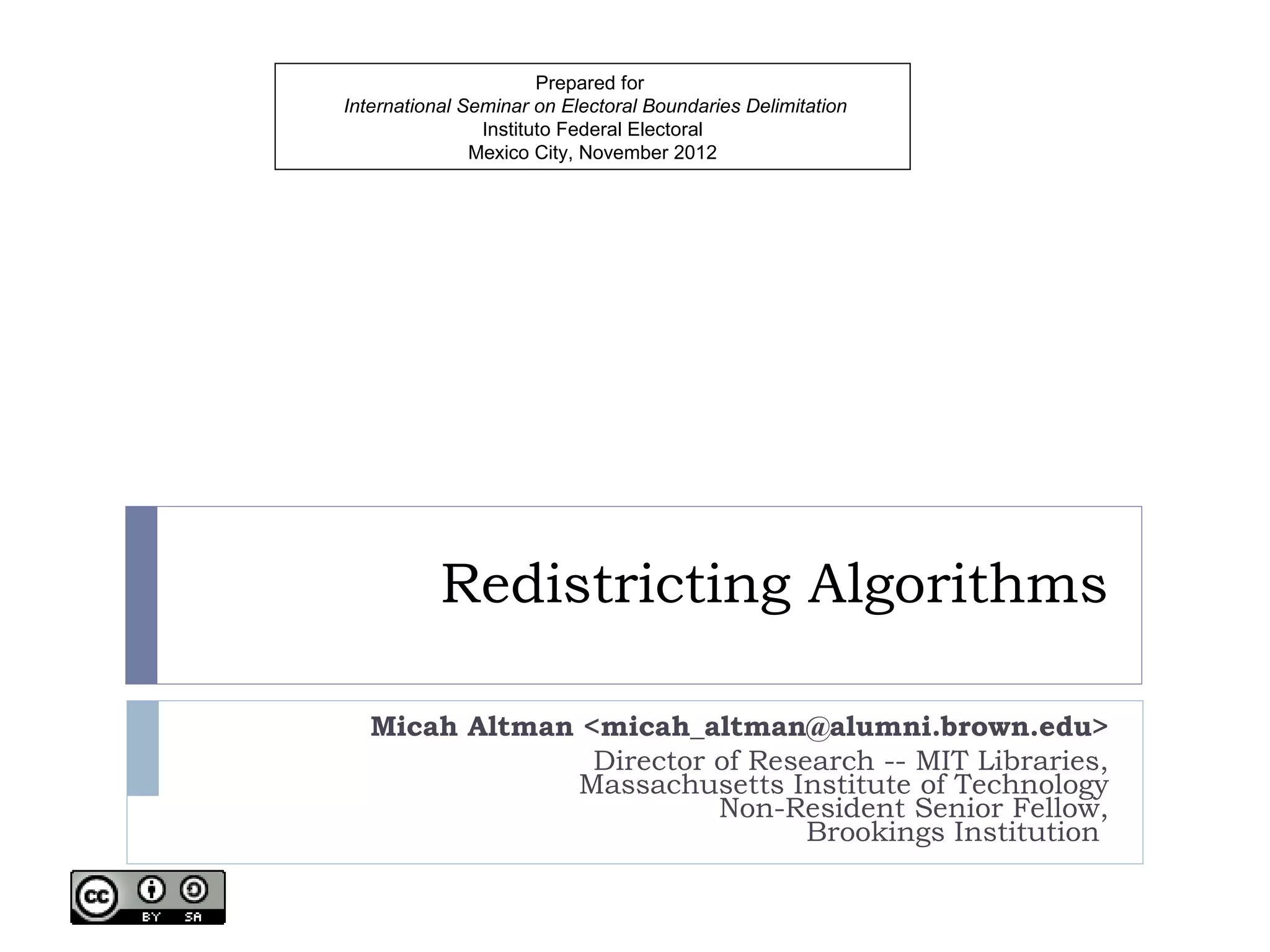 Redistricting Algorithms | PPT