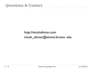 Redistricting Algorithms | PPT