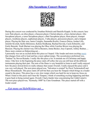 Alto Saxophone Concert Report | PDF