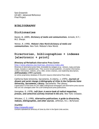 Bibliography: Zines & Alternative Press | PDF | Books and Literature