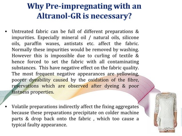 ALTRANOL GR--- Prevent yellowing of fabrics during heat setting or moulding. | PPS | Indoor ...