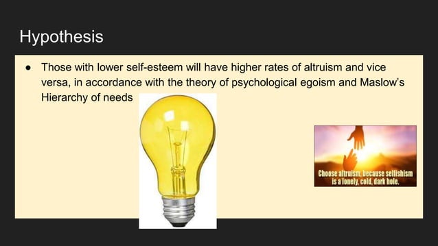 Mikaela and Cameron's project on Altruism and Self esteem | PPT