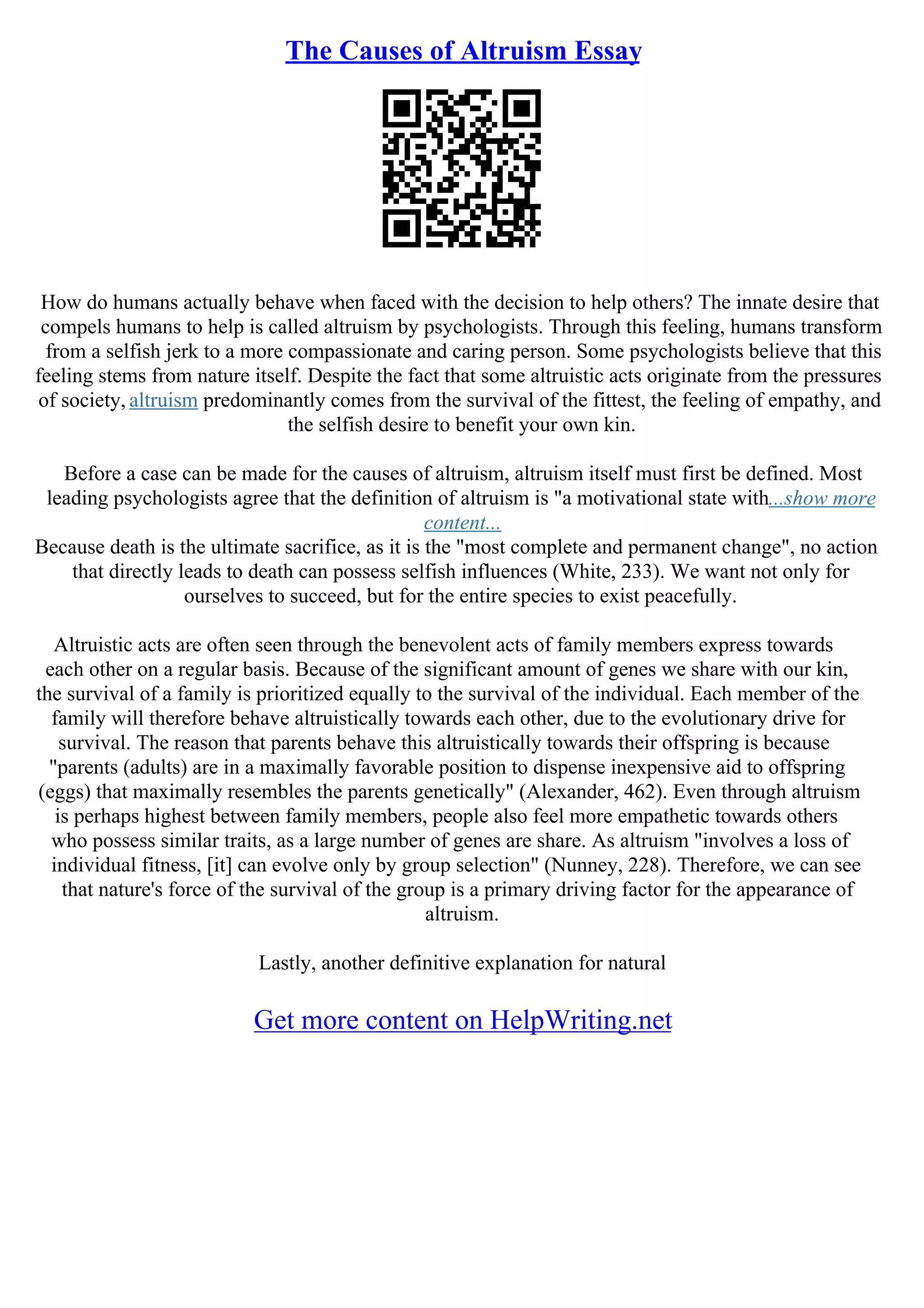 Altruism Essay | PDF