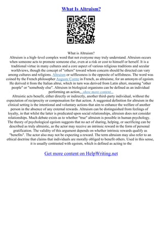 Altruism Essay | PDF