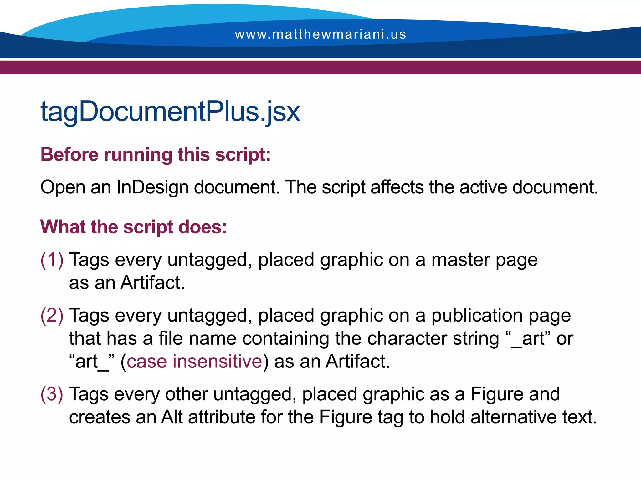 Guide to InDesign scripts for enhancing 508 accessibility of pdfs | PDF