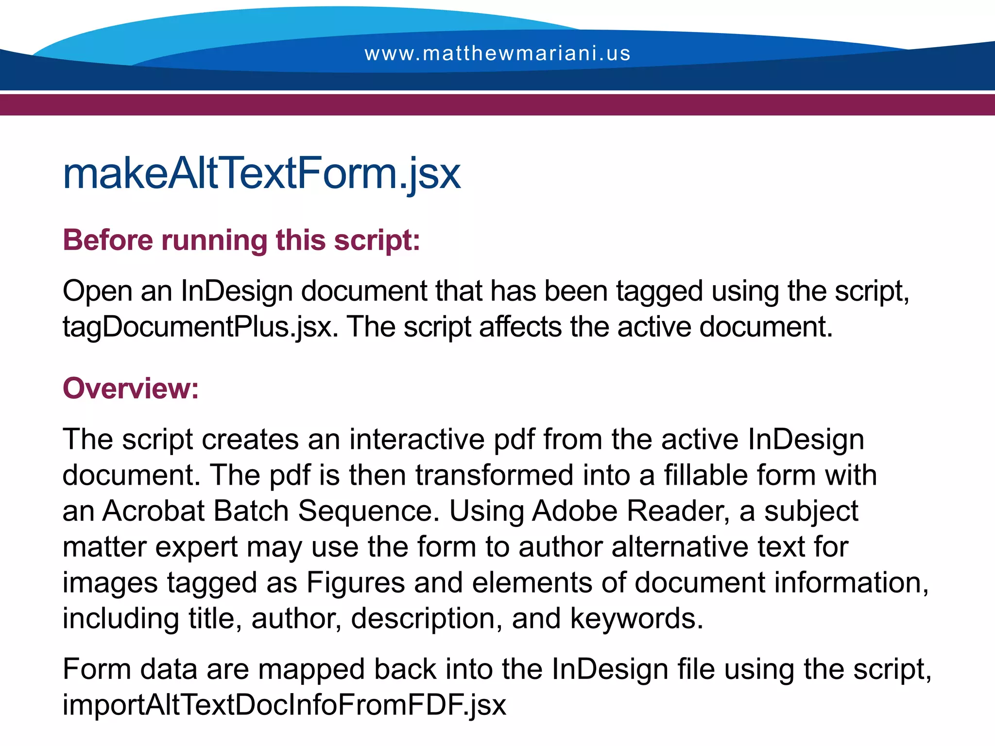 Guide to InDesign scripts for enhancing 508 accessibility of pdfs | PDF