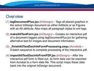 Guide to InDesign scripts for enhancing 508 accessibility of pdfs | PDF