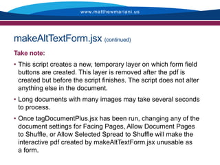 Guide to InDesign scripts for enhancing 508 accessibility of pdfs | PDF