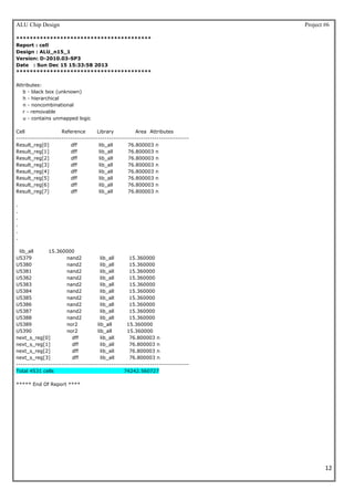 32 bit ALU Chip Design using IBM 130nm process technology | DOCX