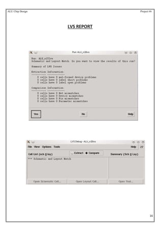 32 bit ALU Chip Design using IBM 130nm process technology | DOCX