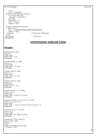 32 bit ALU Chip Design using IBM 130nm process technology | DOCX