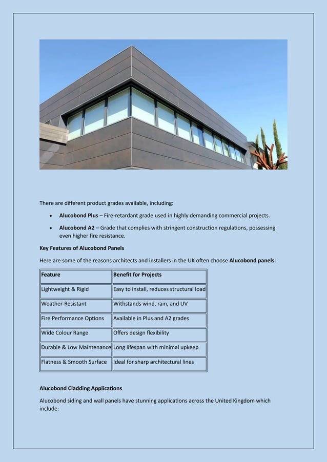 Alucobond Cladding- Types, Features & Alternative | PDF