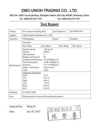 Alumina balls-test-report | PDF