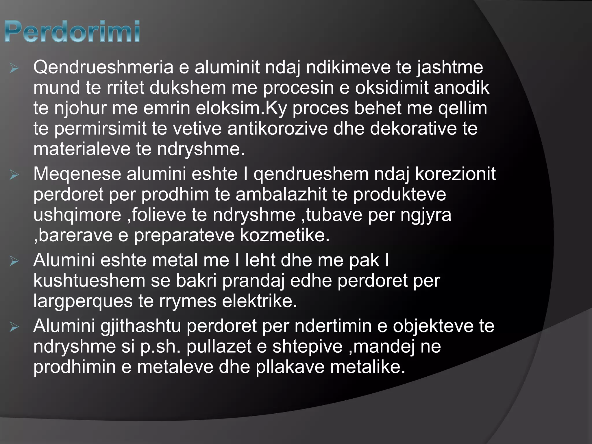 Alumini dhe komponimet e tij | PPTX