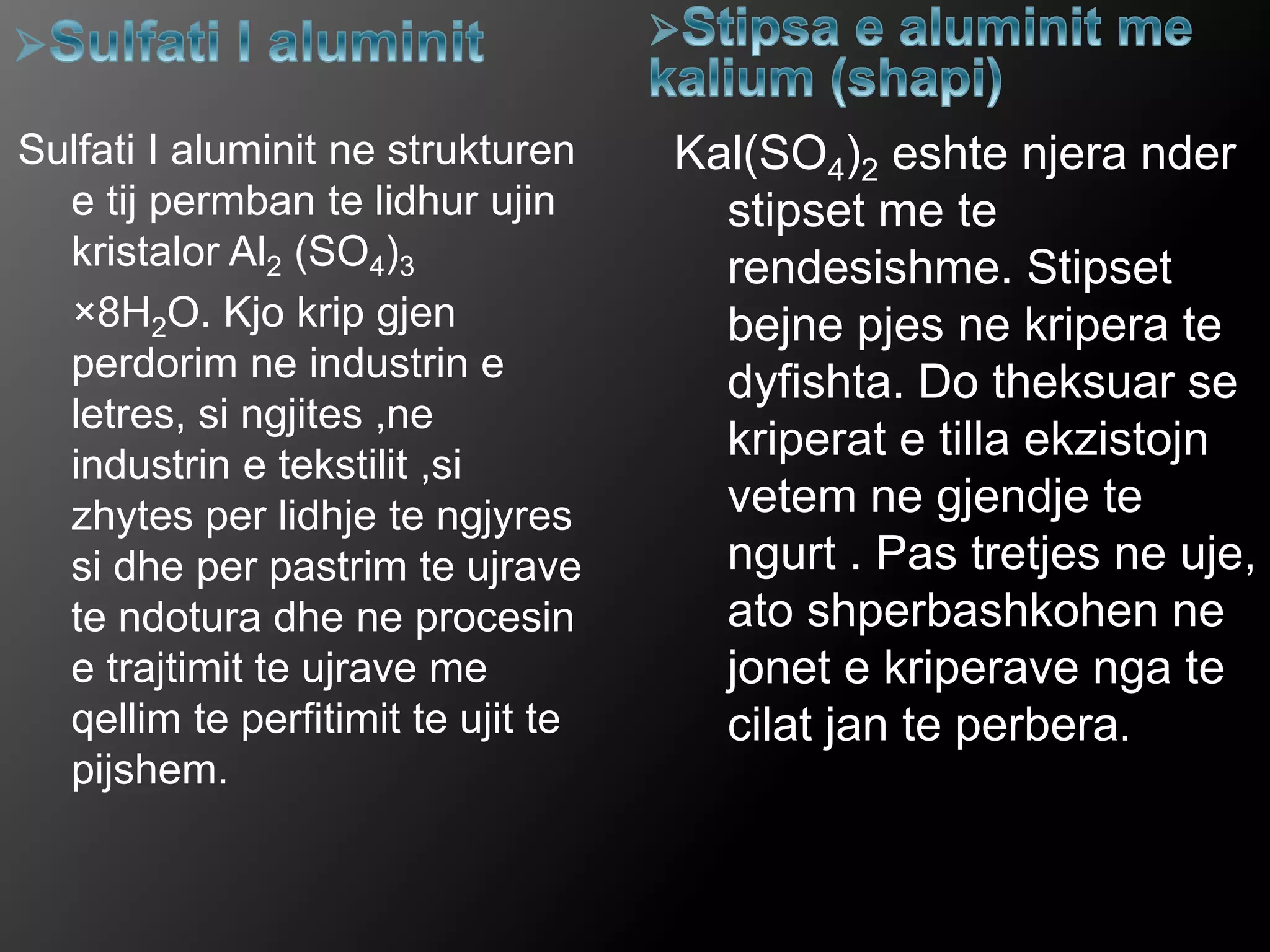 Alumini dhe komponimet e tij | PPTX