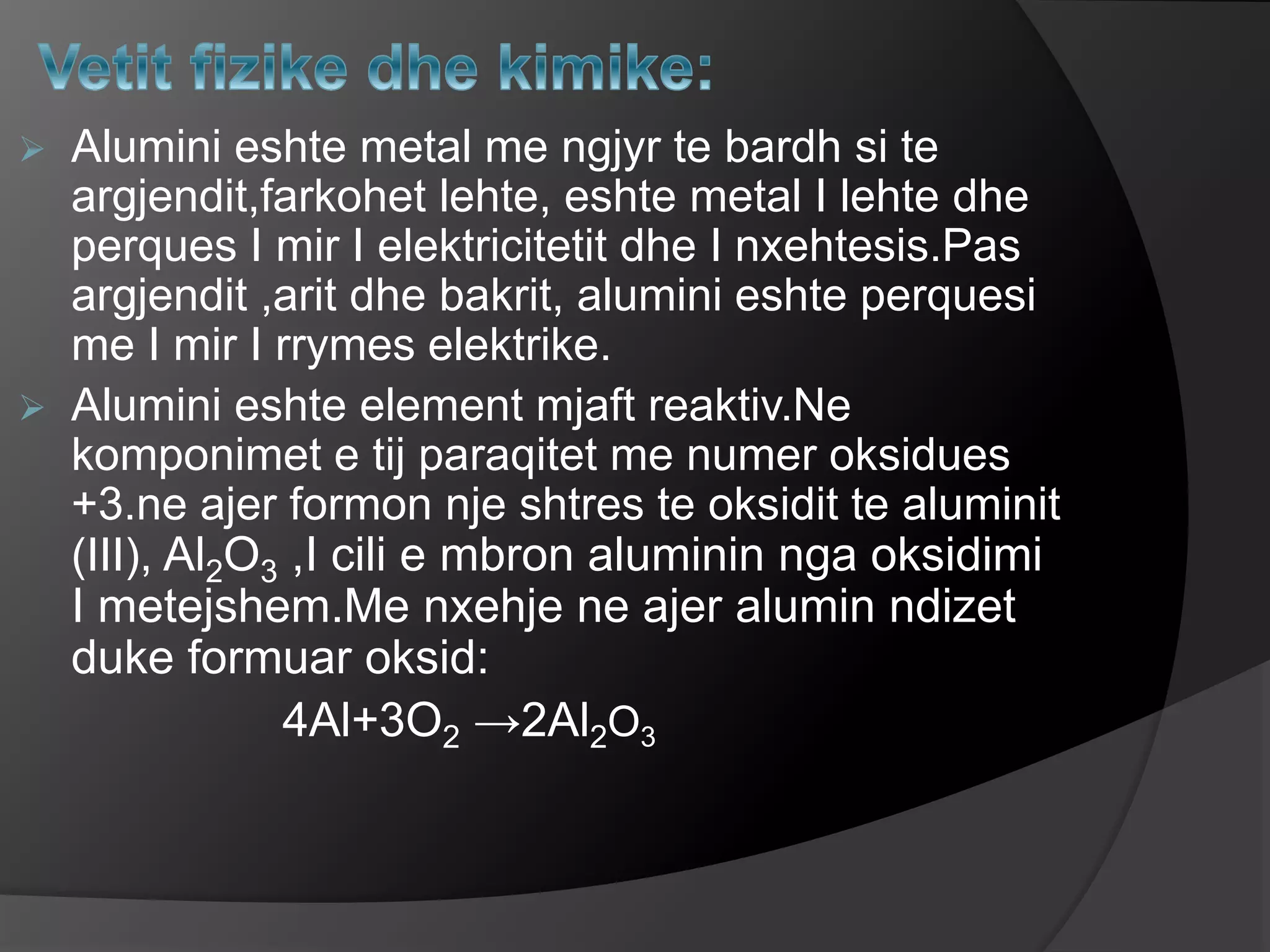 Alumini dhe komponimet e tij | PPTX