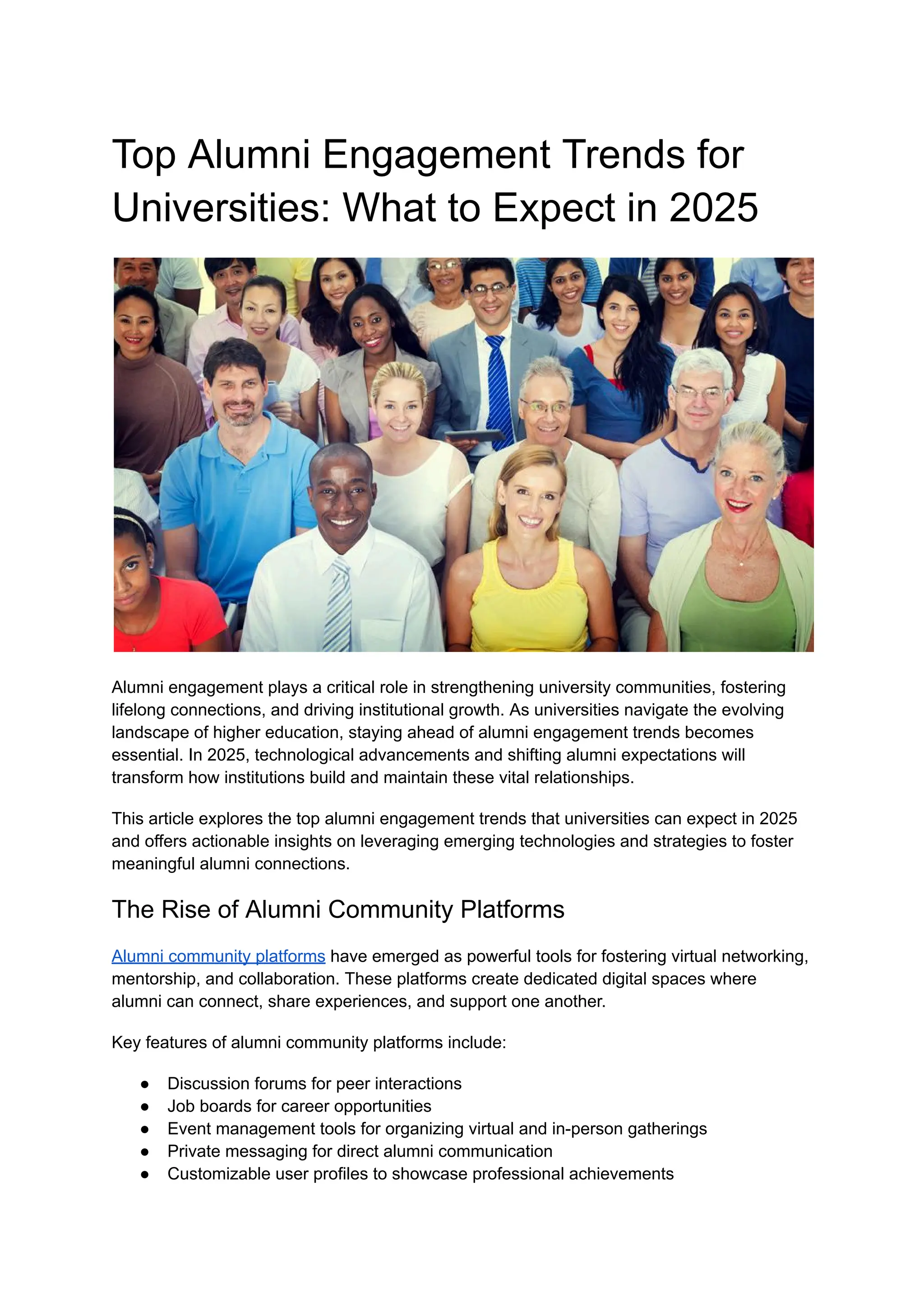 Top Alumni Engagement Trends for Universities: What to Expect in 2025 | PDF