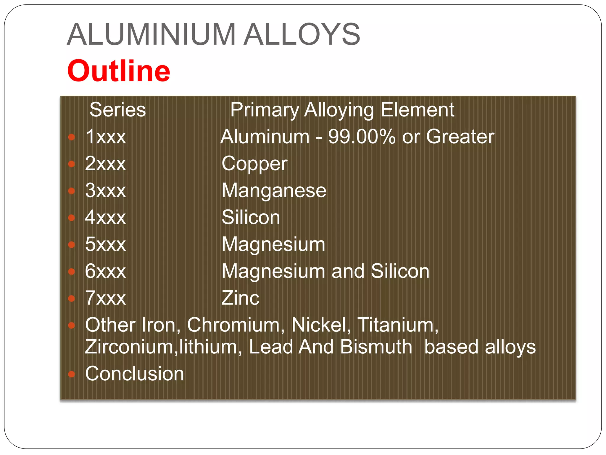Aluminium alloys and applications | PPTX