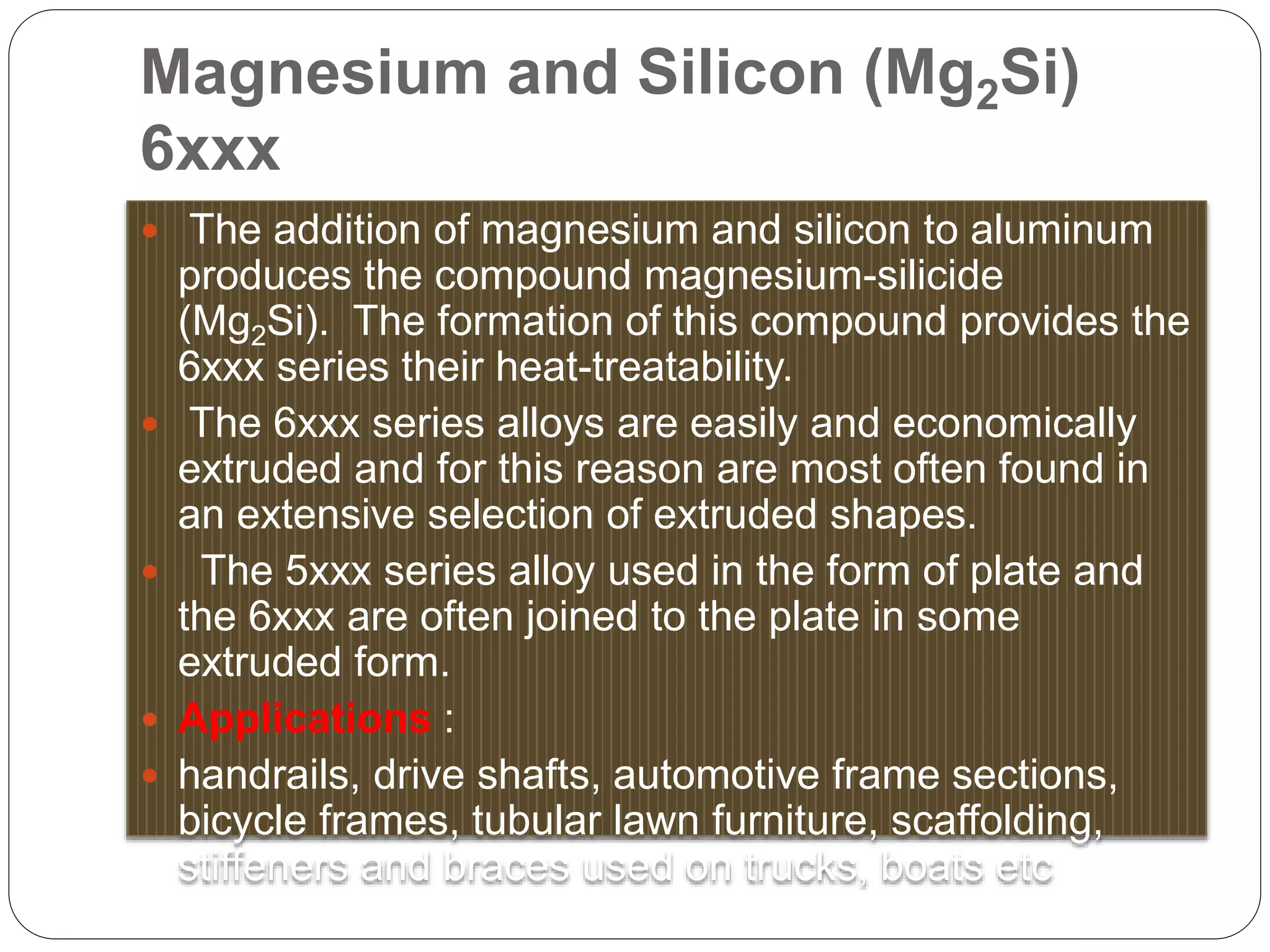 Aluminium alloys and applications | PPTX