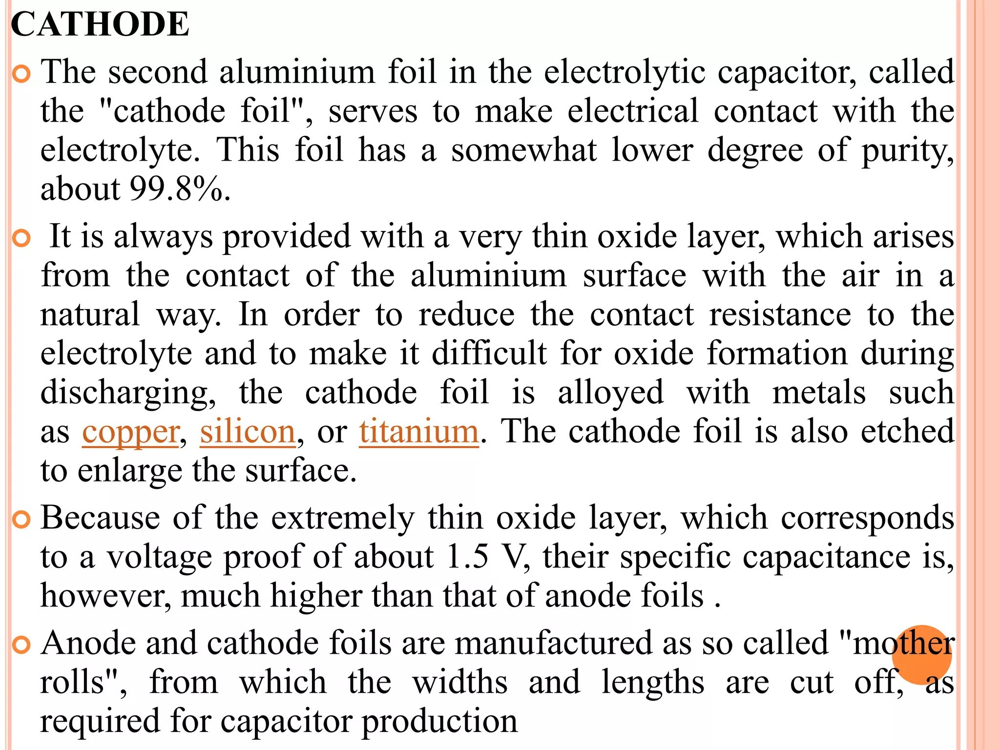 Aluminium electrolytic capacitor | PPTX