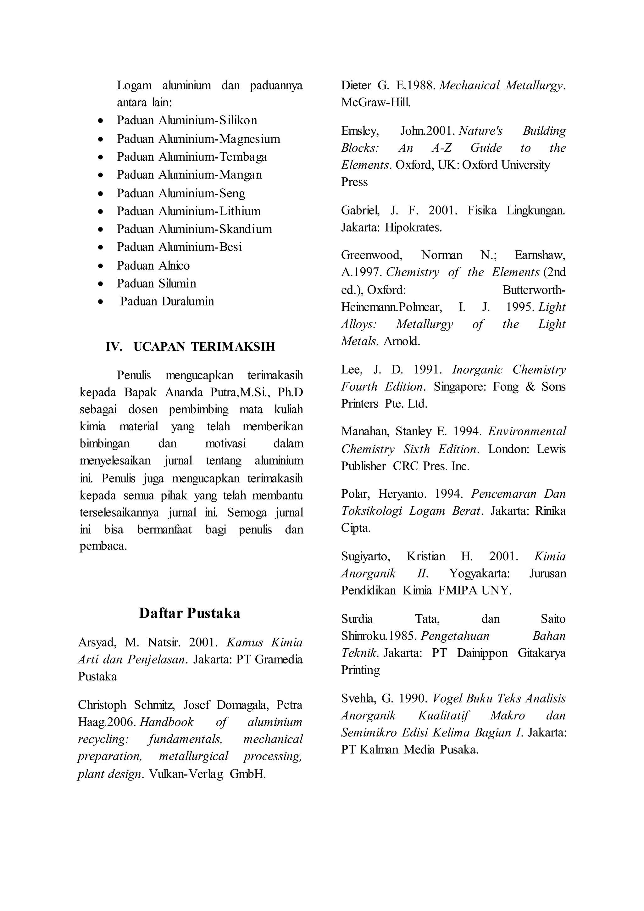jurnal aluminium | DOCX