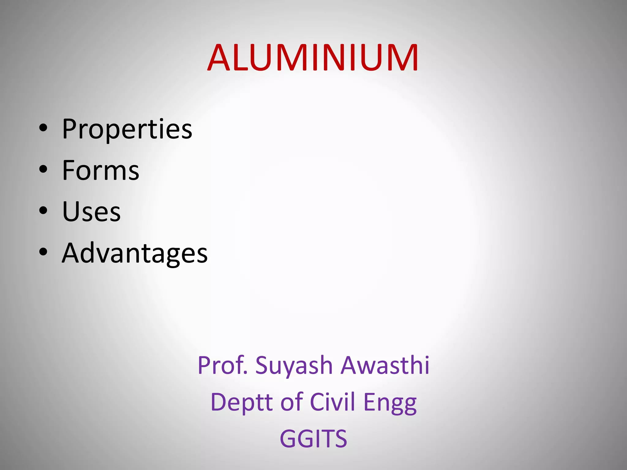 Aluminium Power Point Presentation SA JBP | PPTX