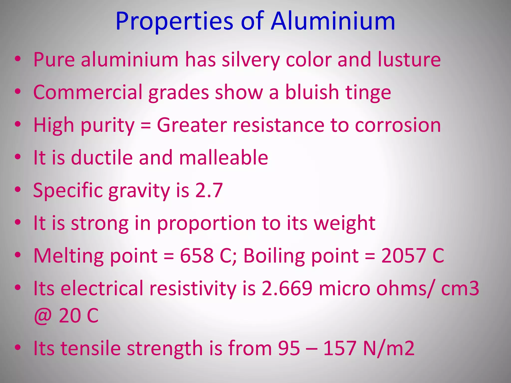 Aluminium Power Point Presentation SA JBP | PPTX