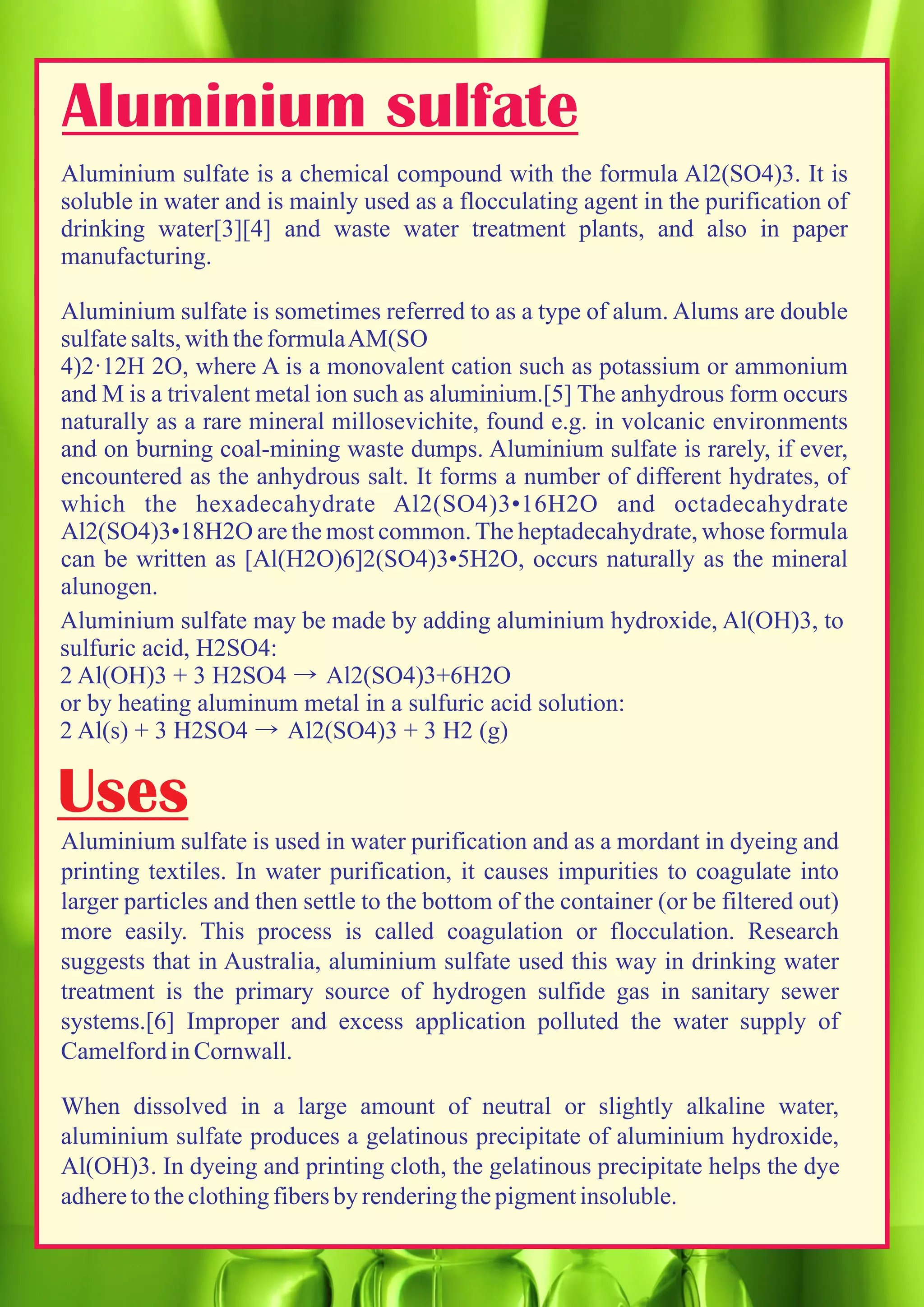 Aluminium sulphate_Unicorn Chemicals Co. | PDF