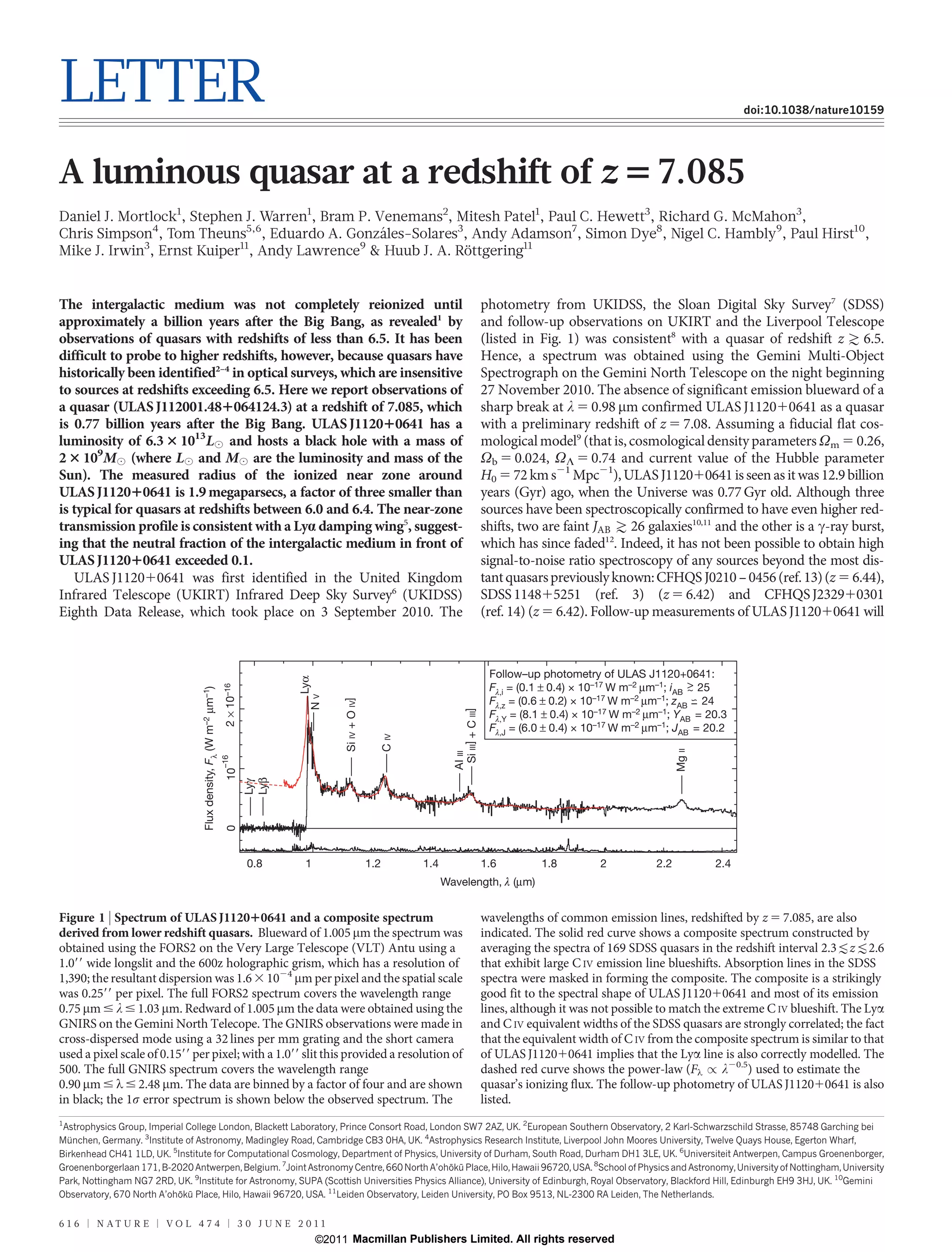A luminous quasar at a redshift | PDF