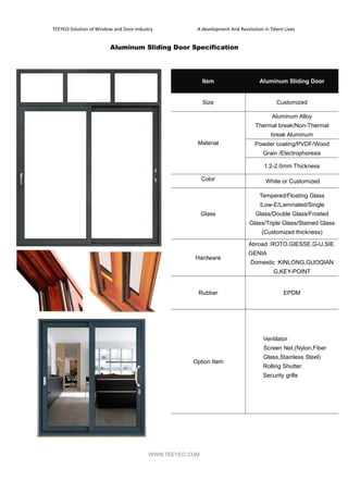 Teeyeo Aluminum and upvc window catalog | PDF
