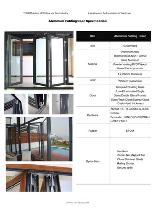 Teeyeo Aluminum and upvc window catalog | PDF