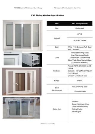 Teeyeo Aluminum and upvc window catalog | PDF