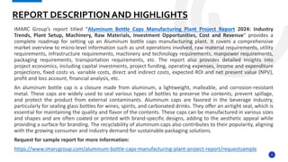 Project Report on Aluminum Bottle Caps Manufacturing Plant | PPTX