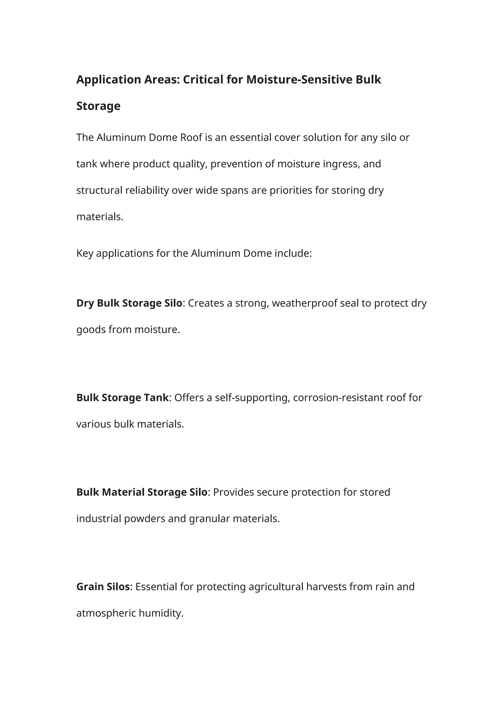 Aluminum Dome for a Dry Bulk Storage Silo Creates a Strong ...